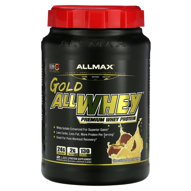 ALLMAX Gold AllWhey 100% Premium Whey Protein Chocolate Peanut Butter 2 ...