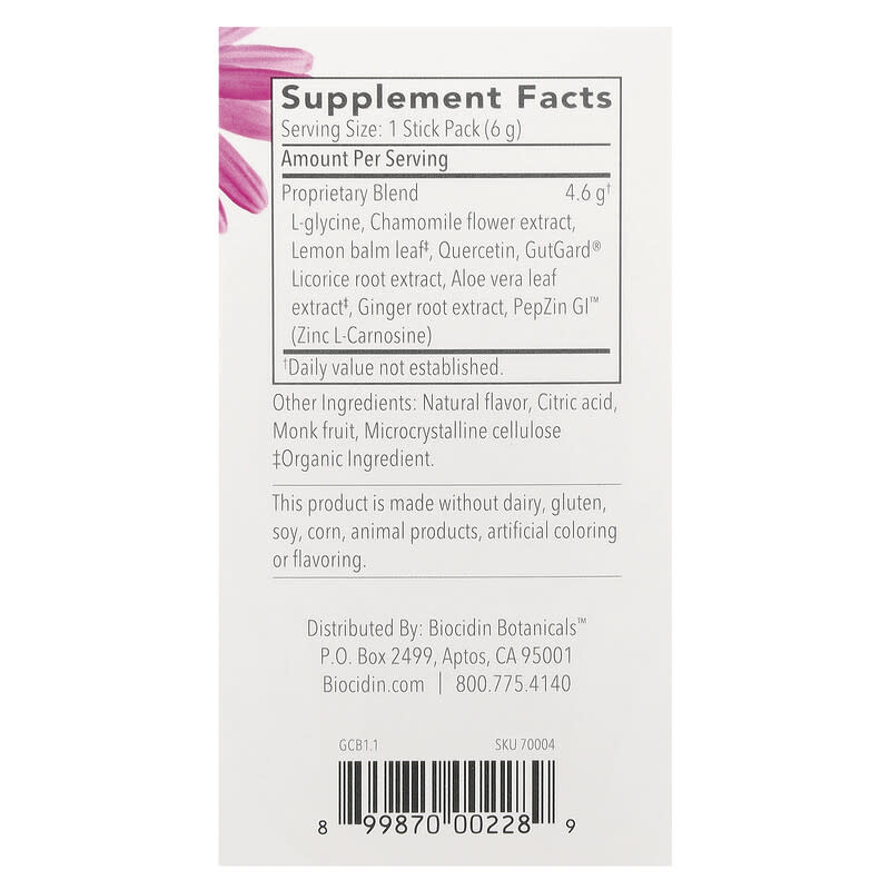 Biocidin G.I. Inner Calm Lemon Ginger 30 Stick Packs