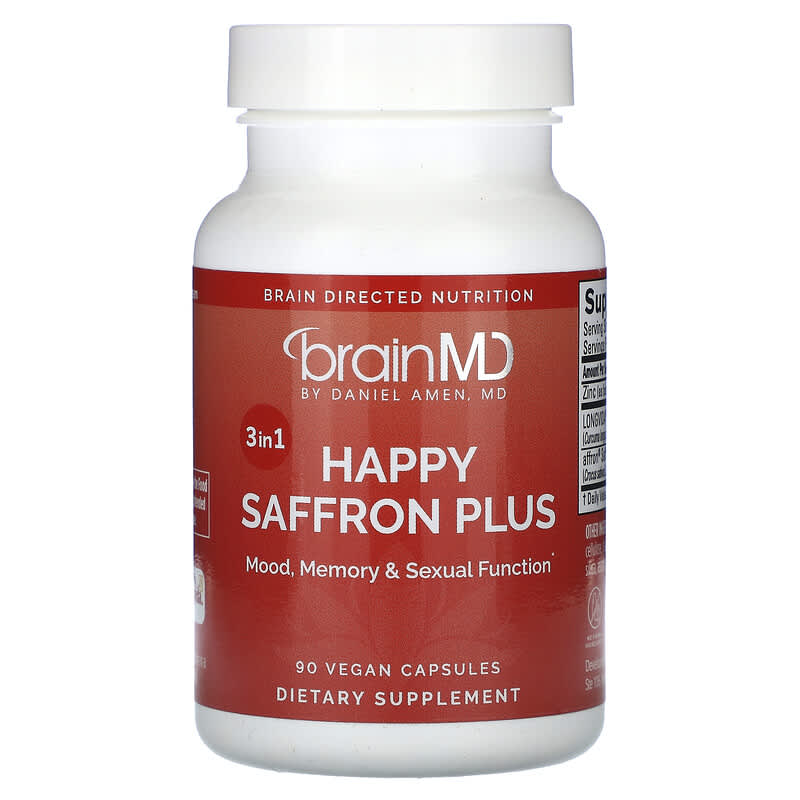 BrainMD Happy Saffron Plus 90 Vegan Capsules tối ưu tâm trạng
