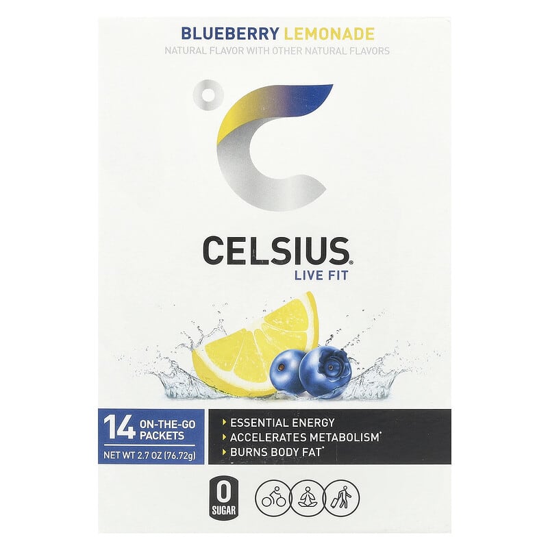 Celsius Live Fit Blueberry Lemonade 14 Packets On-The-Go