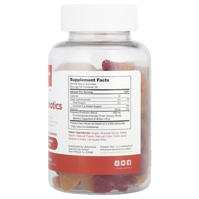 Chapter One Probiotic Gummies Raspberry Orange 60 Gummies