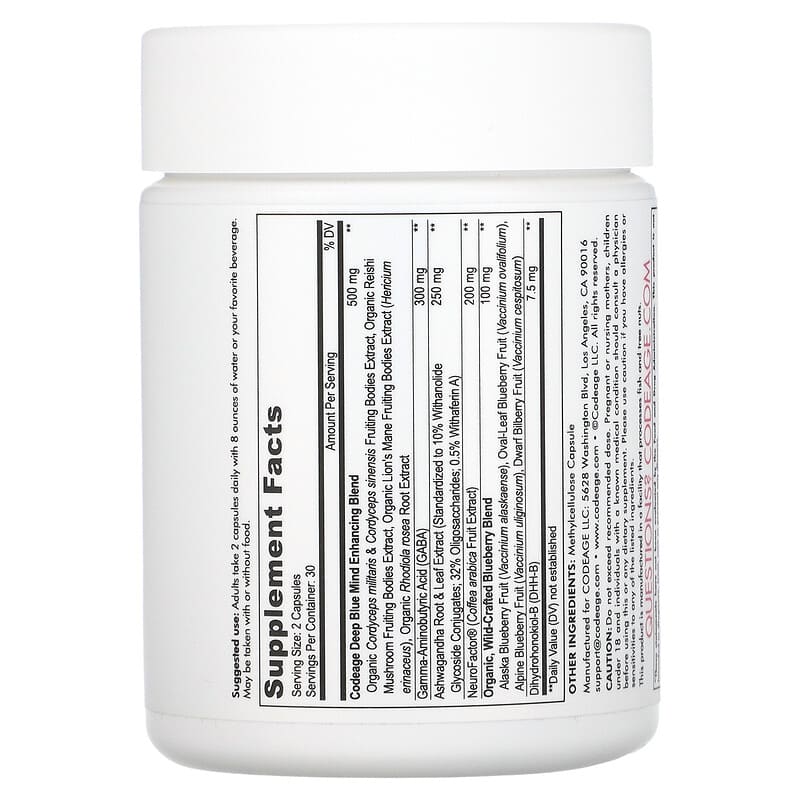 Codeage Vitamins Meditate Ashwagandha Gaba Neurofactor 60 Capsules | XaXi