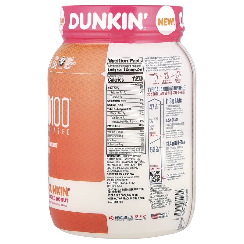 Dymatize Iso100 Whey Protein Dunkin Glazed Donut 1.34 lb