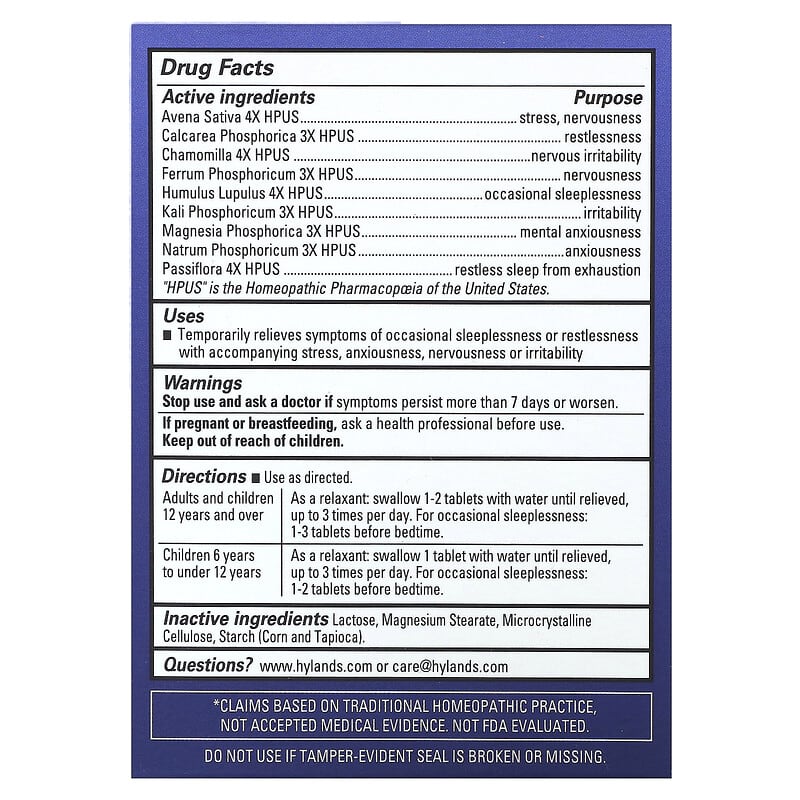 Hyland's Naturals Calms Forte 100 Tablets Giúp Giảm Căng Thẳng