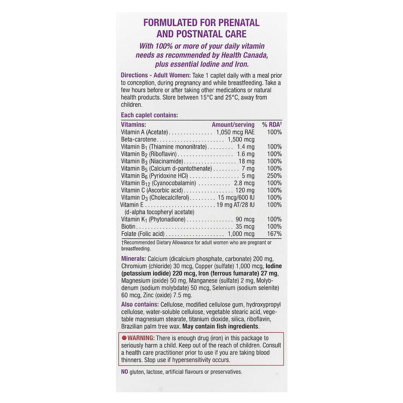 Jamieson Prenatal Multivitamin 100 Caplets 100% Complete