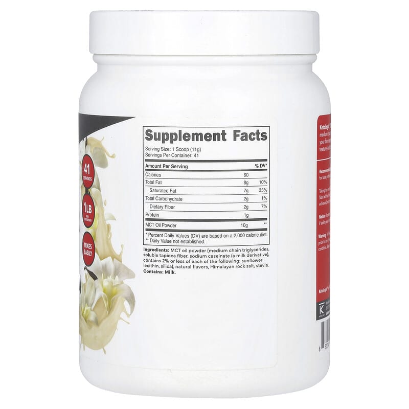 Ketologic MCT Oil Powder French Vanilla 16.2 oz 454 g