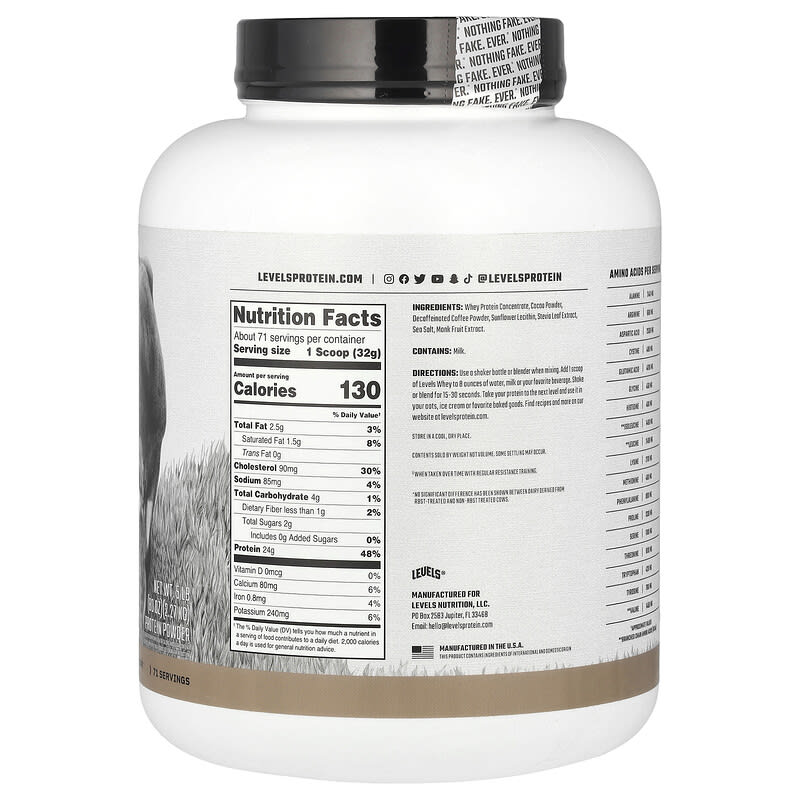 Levels Grass Fed Whey Protein Chocolate Mocha 5 Lb