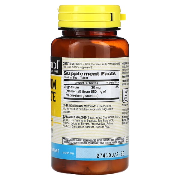 Magnesium Gluconate 550mg Mason Natural 100 viên