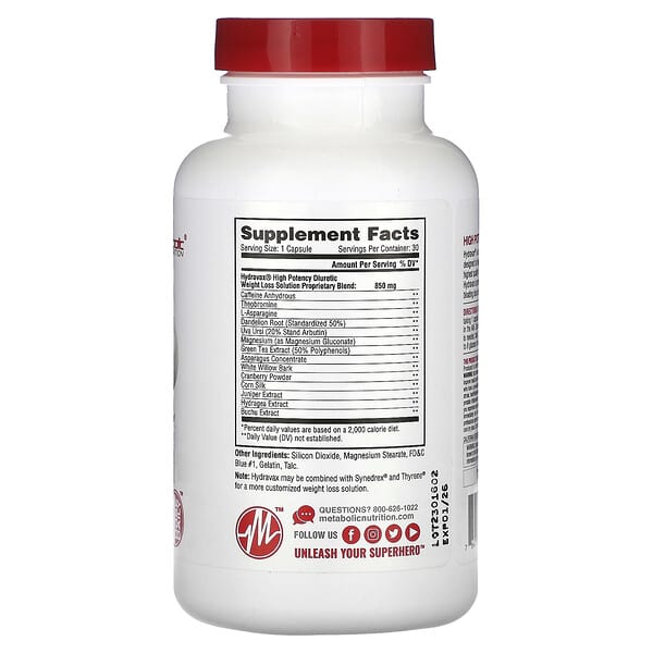 Viên uống Metabolic Nutrition Hydravax 30 viên hỗ trợ giảm cân