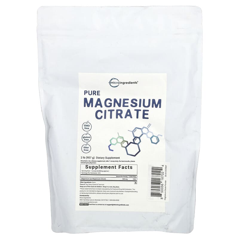 Micro Ingredients Pure Magnesium Citrate 2 Lb 907 g