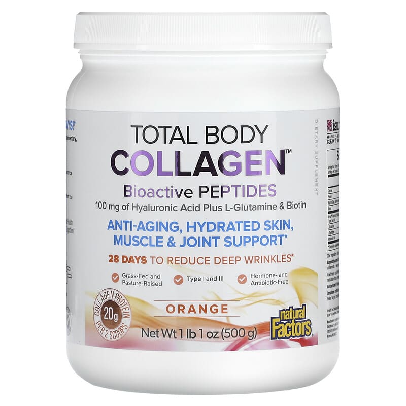Natural Factors Total Body Collagen Bioactive Peptides Orange 100 mg 1 ...