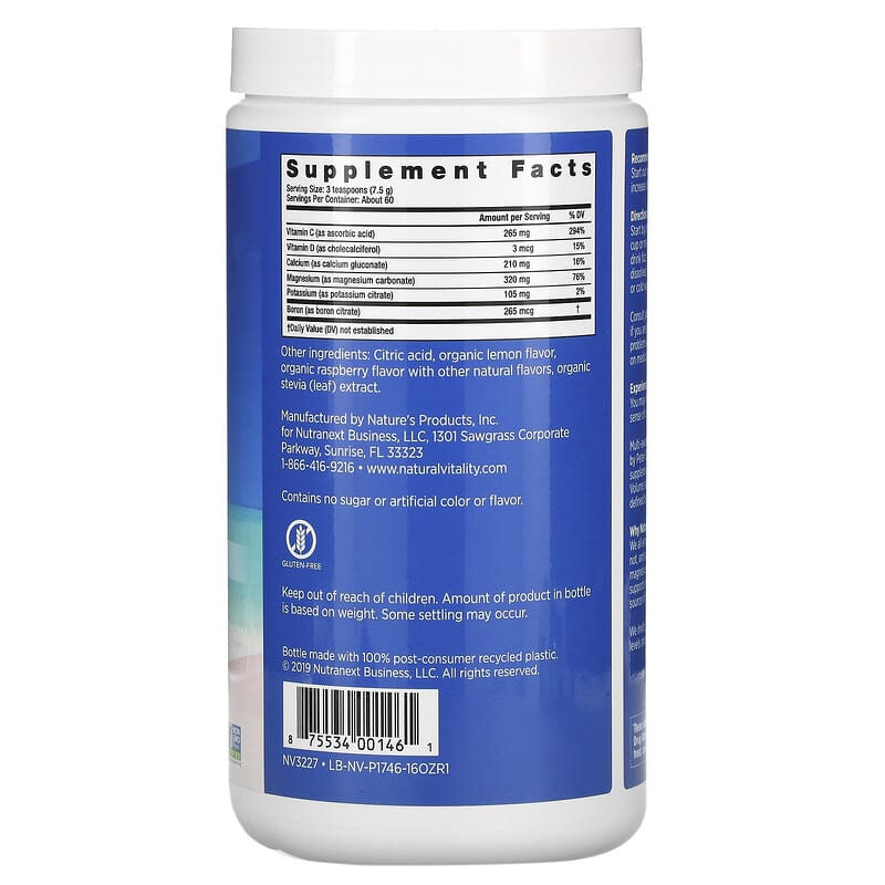 Natural Vitality CALM Plus Calcium Drink Mix Raspberry-Lemon 16 oz (454 ...