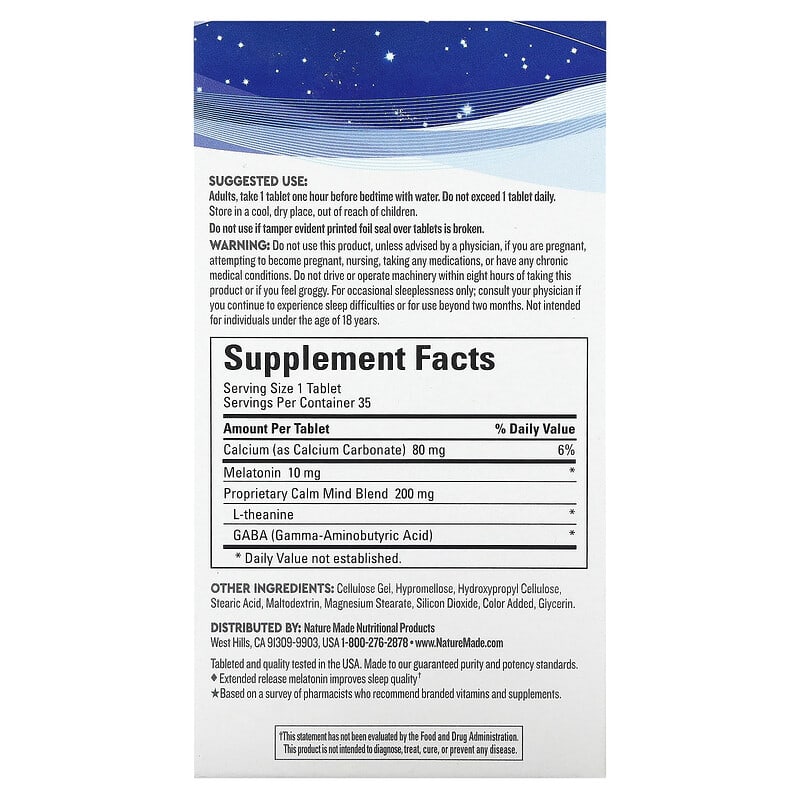 Nature Made Wellblends Sleep Longer 35 Tri-Layer Tablets
