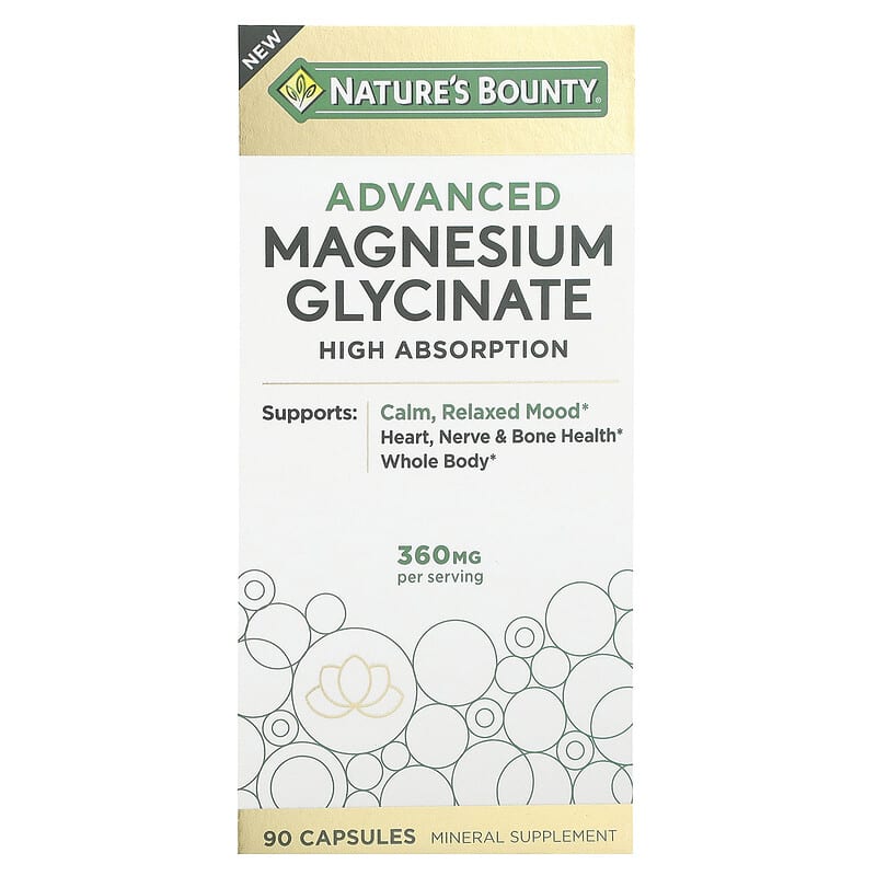 Magnesium Glycinate Nature's Bounty 360 mg 90 Capsules