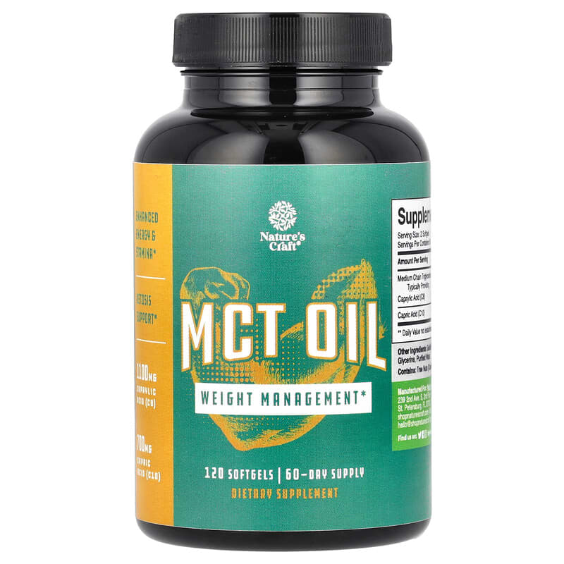 MCT Oil 120 Softgels Nature's Craft tăng cường năng lượng thiên nhiên