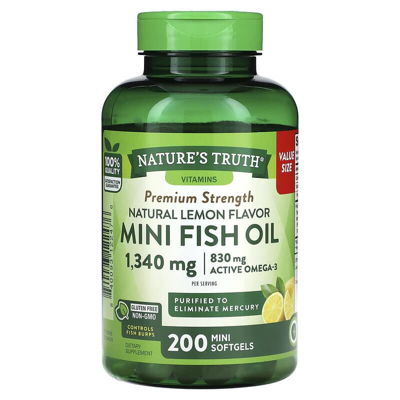 Mini Fish Oil Nature's Truth 1340 mg 200 Softgels Lemon