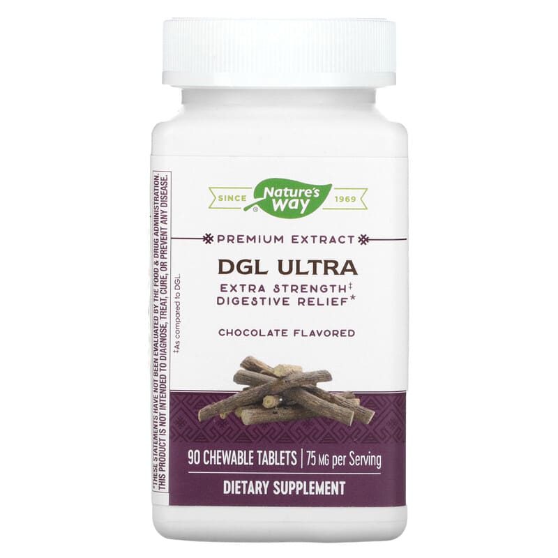 Nature's Way DGL Ultra Extra Strength Digestive Relief Chocolate 75 mg ...