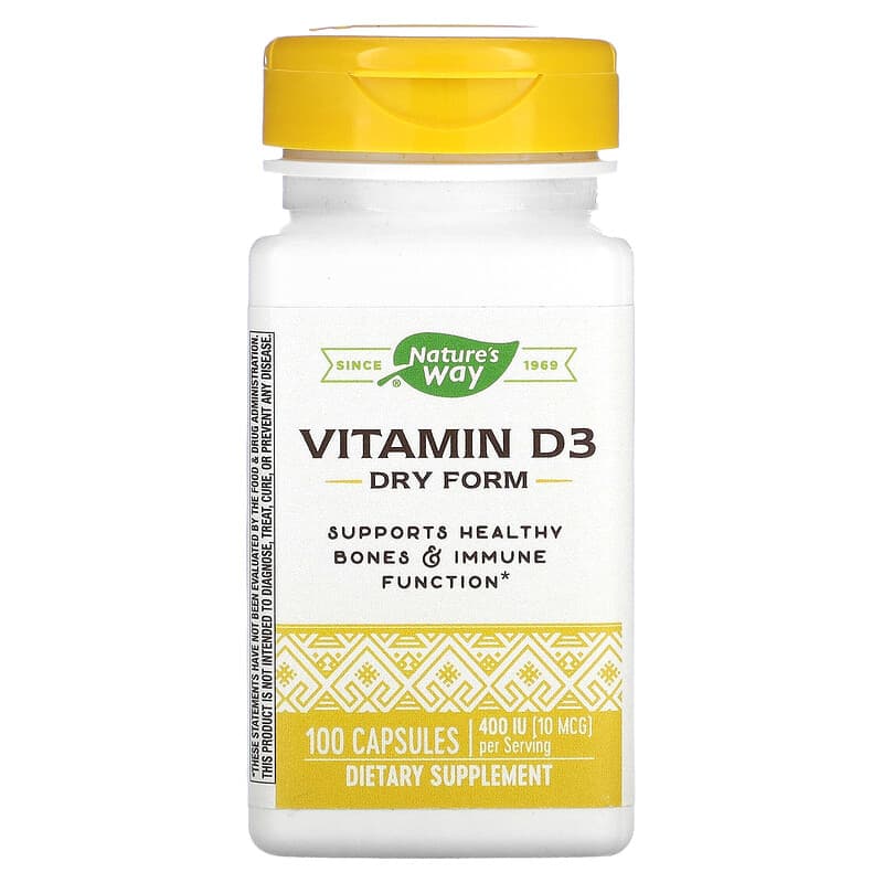 Nature's Way Vitamin D3 Dry Form 10 mcg (400 IU) 100 Capsules | XaXi