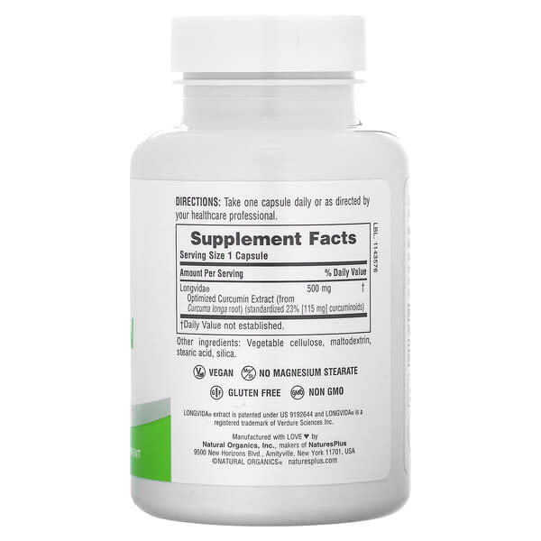 NaturesPlus Pro Longvida Curcumin 500mg 60 viên nang