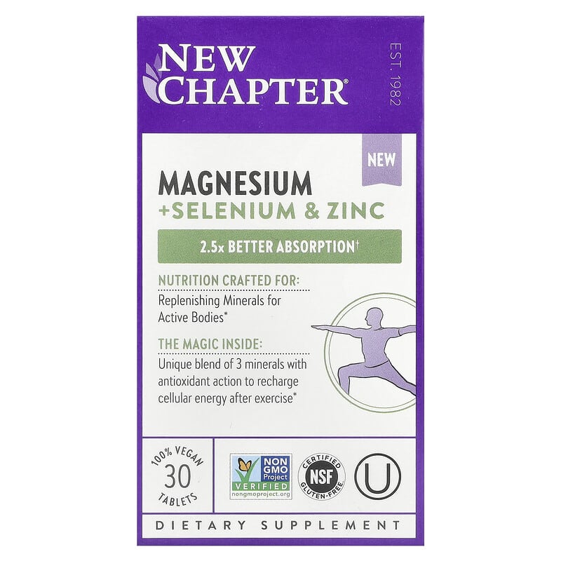 New Chapter Magnesium Selenium Zinc Vegan Tablets 30 Count