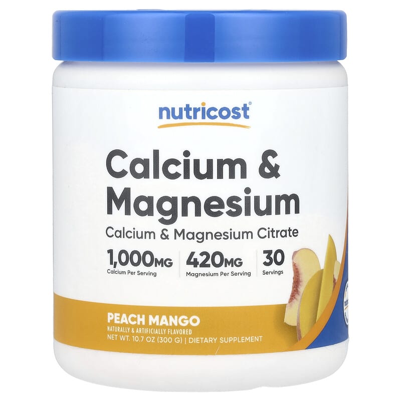 Nutricost Calcium Magnesium Peach Mango 300g 10.7oz