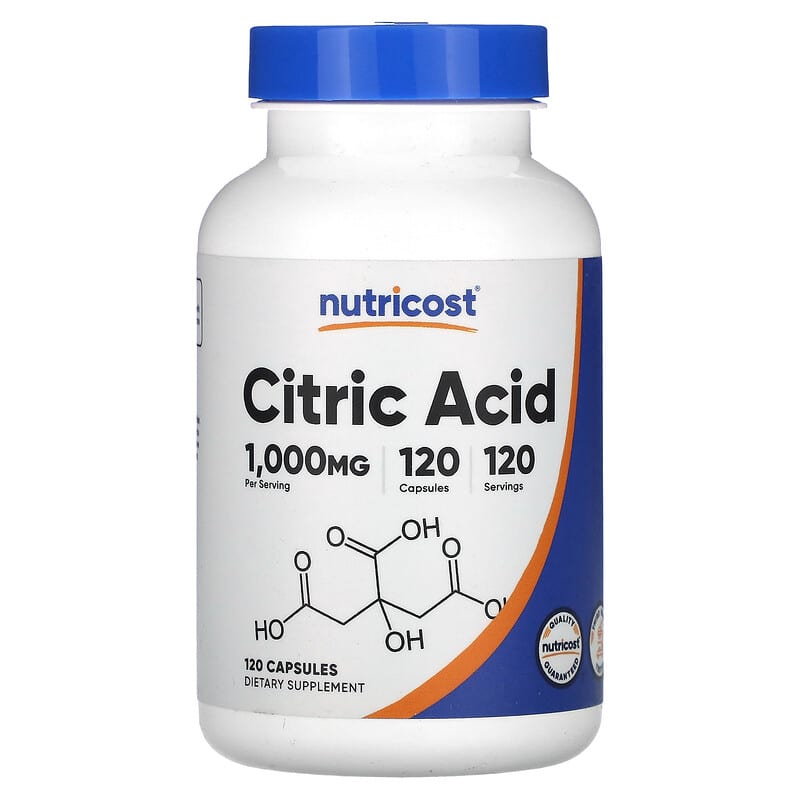 Nutricost Citric Acid 1000 mg 120 Capsules hỗ trợ sức khỏe