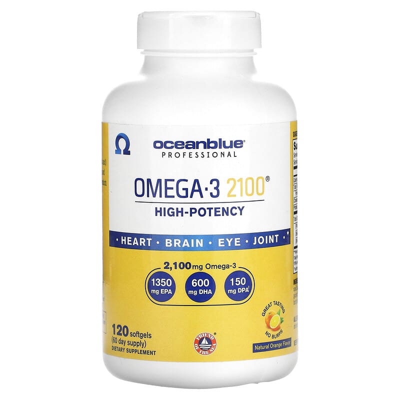 Oceanblue Omega-3 2100mg Softgels 120 Count Orange Flavor