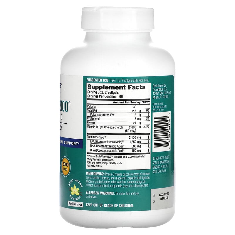 Oceanblue Omega-3 2100 Vitamin D 120 Softgels High Potency