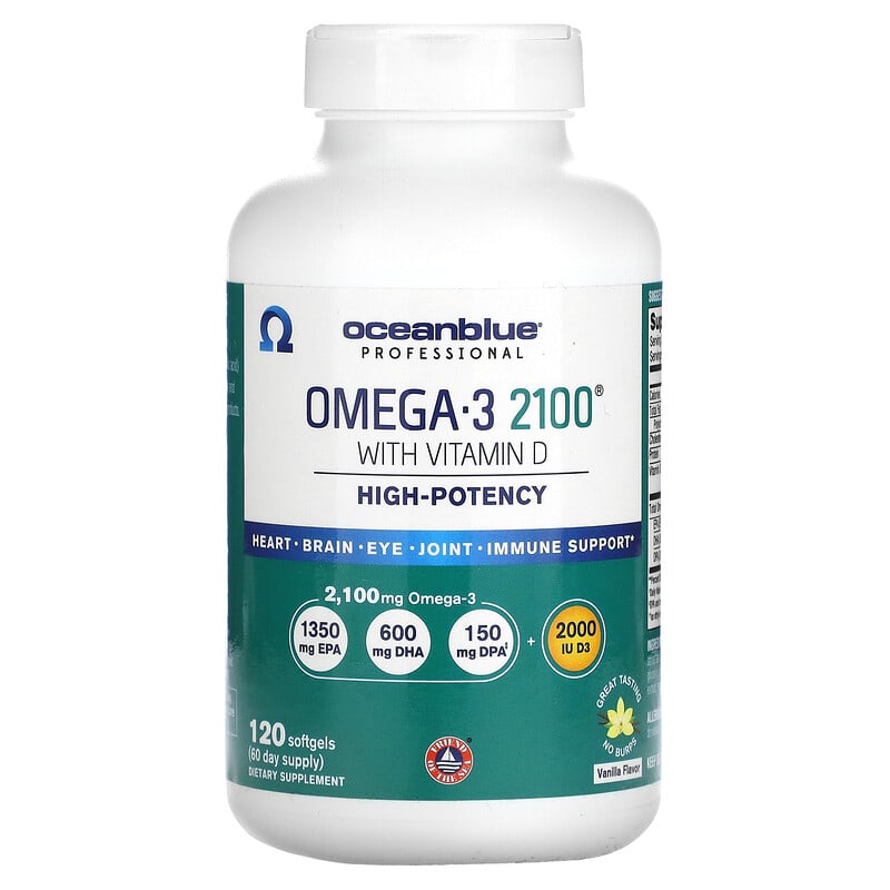 Oceanblue Omega-3 2100 Vitamin D 120 Softgels High Potency
