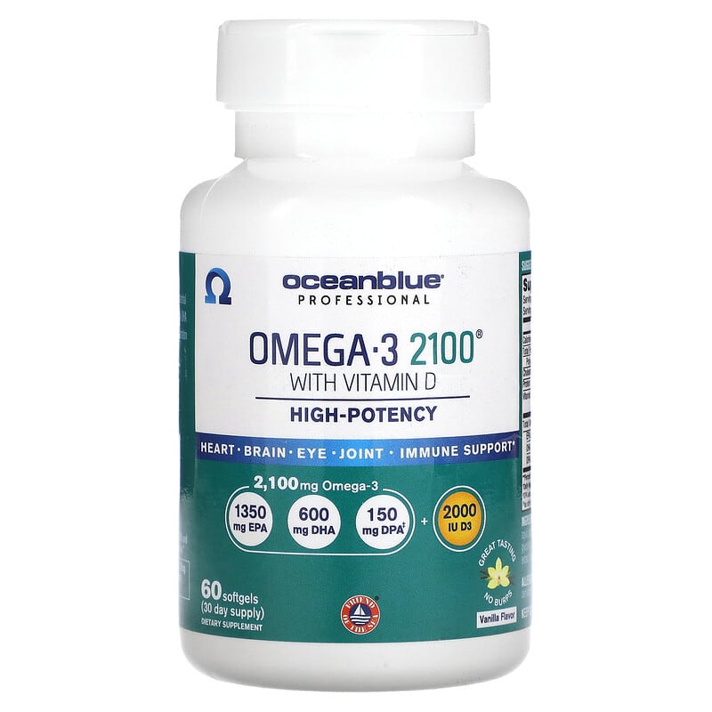Oceanblue Omega-3 2100 Vitamin D Vanilla 60 Softgels
