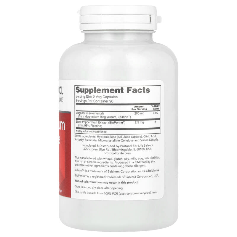 Magnesium Glycinate High Absorption 180 Veg Capsules