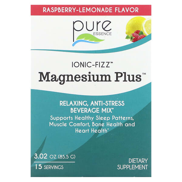 Bột Magie Ionic-Fizz Pure Essence Raspberry-Lemonade 15 gói