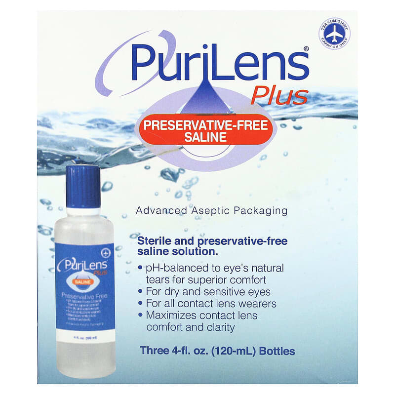 Purilens Plus Saline 3 Bottles 4 Fl oz Preservative-Free