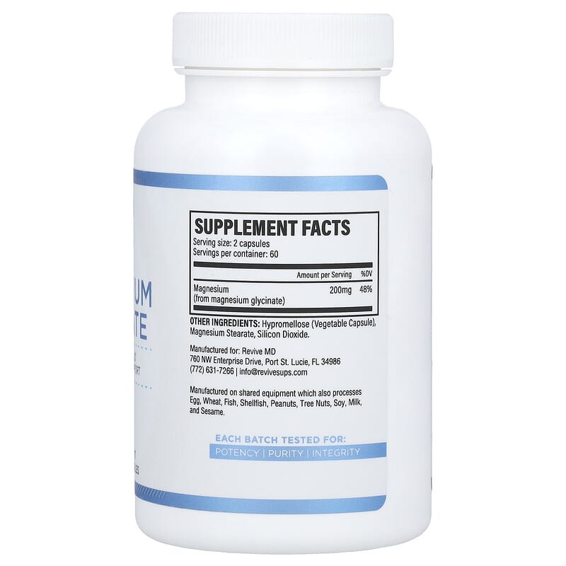 Revive Magnesium Glycinate 120 Veg Capsules for Relaxation