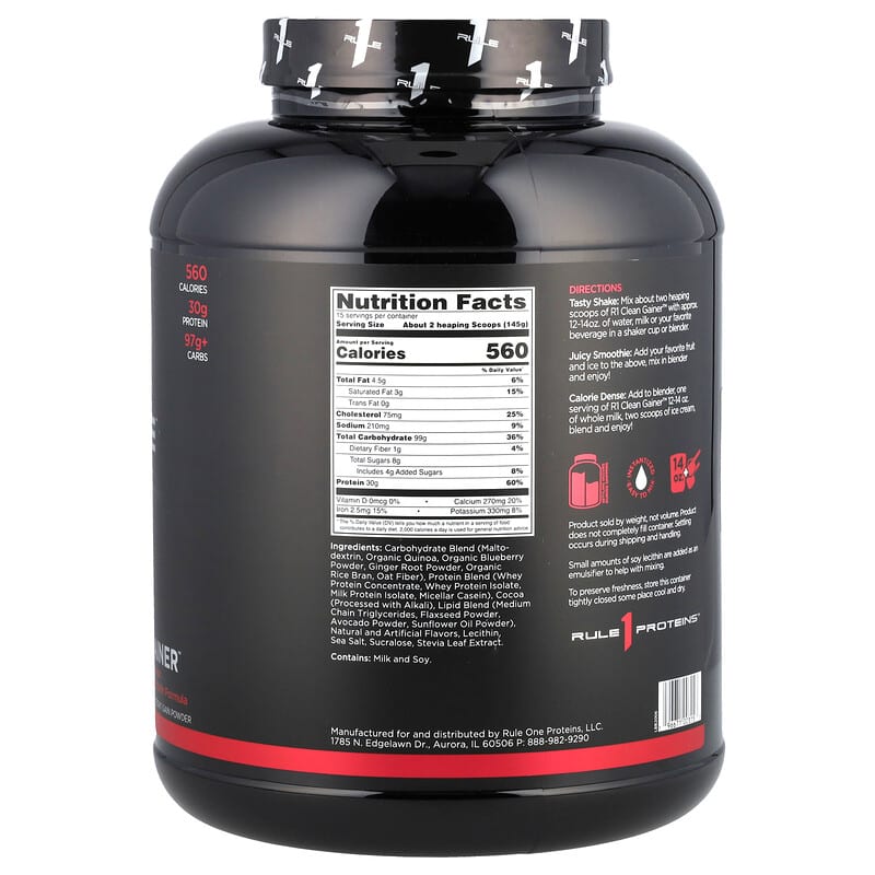 Rule One Proteins Clean Gainer Chocolate Peanut Butter 4.8Lb