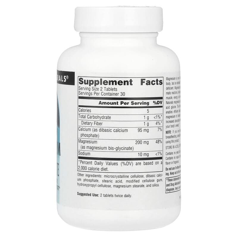 Source Naturals Magnesium Glycinate 60 Tablets - High Absorption