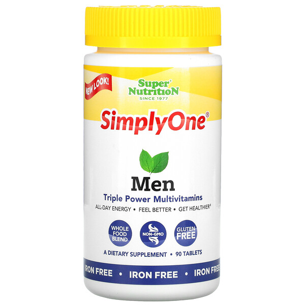 Super Nutrition SimplyOne Men’s Multivitamin + Supporting Herbs Iron Free 90 Tablets | XaXi