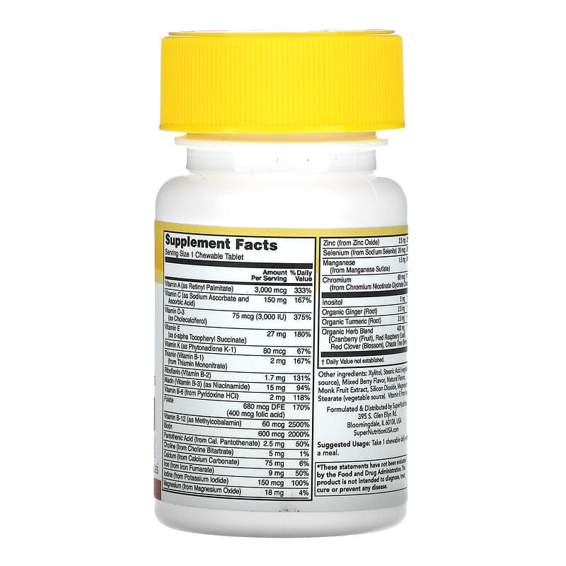 Super Nutrition SimplyOne Women Multivitamin + Supporting Herbs Wild-Berry 30 Chewables | XaXi