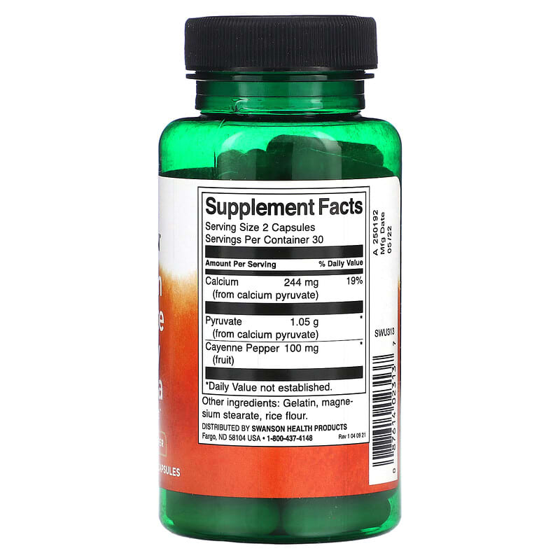 Swanson Calcium Pyruvate Energy Formula 60 Capsules | XaXi