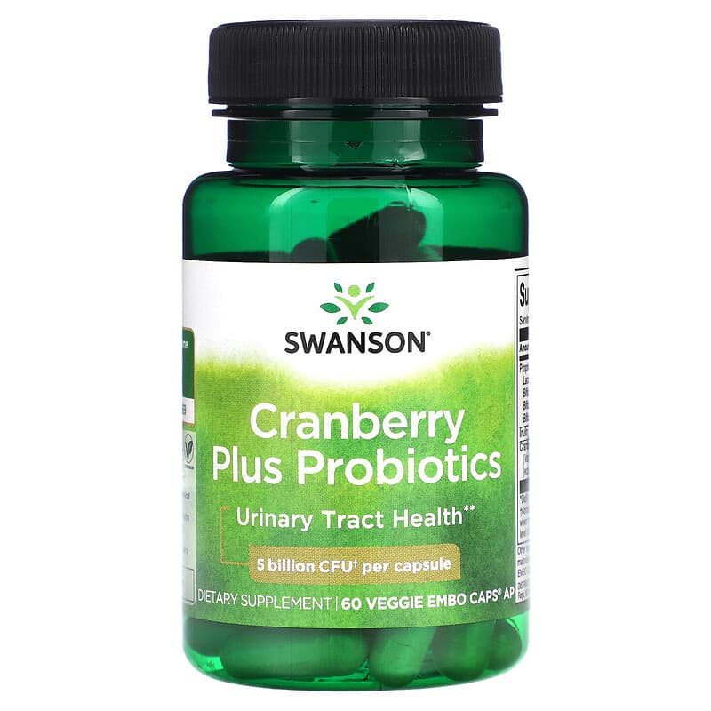 Swanson Cranberry Plus Probiotics 5 Billion CFU 60 Veggie Embo Caps | XaXi