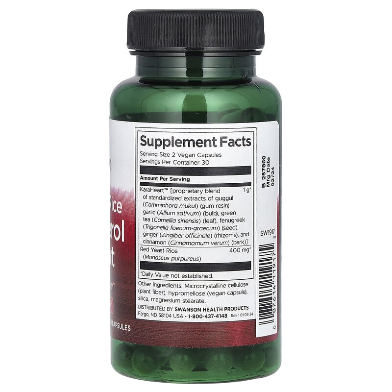 Swanson Red Yeast Rice 60 Vegan Capsules Cholesterol Support