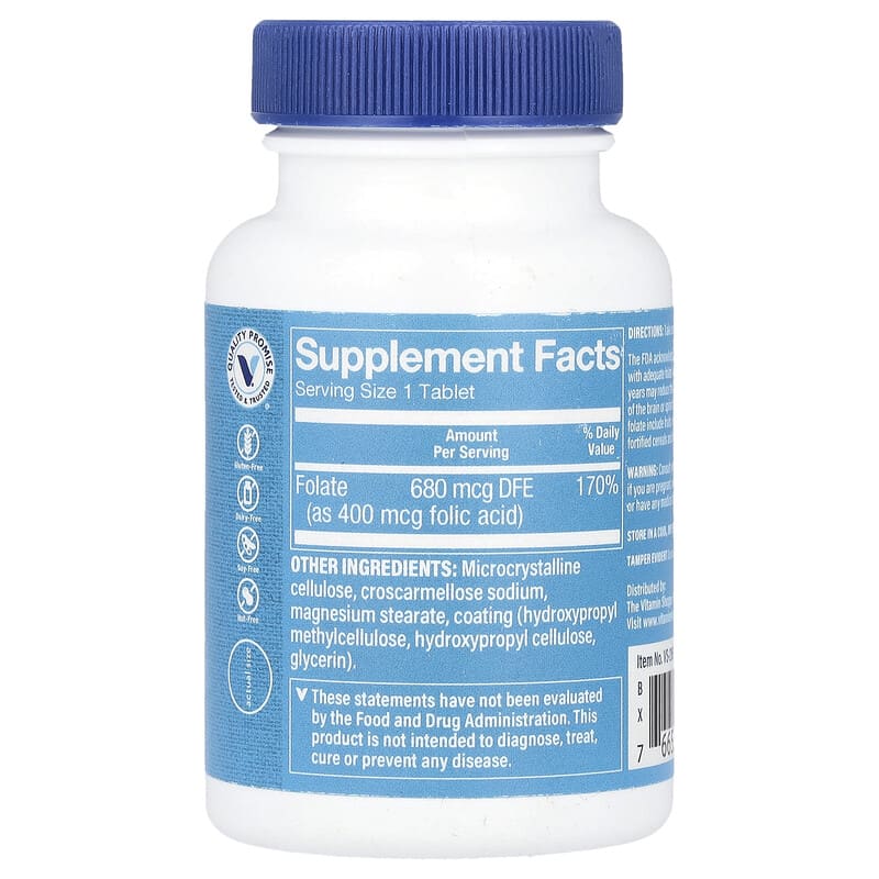 Folic Acid 680 Mcg Dfe 300 Tablets The Vitamin Shoppe