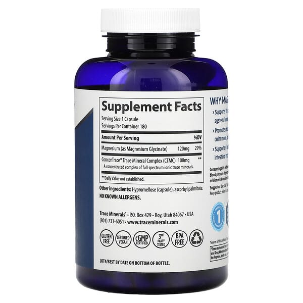 Magnesium Glycinate Trace Minerals 120mg 180 viên nang