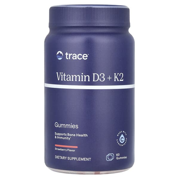 Vitamin D3 K2 Gummies Trace Minerals Dâu 60 Viên