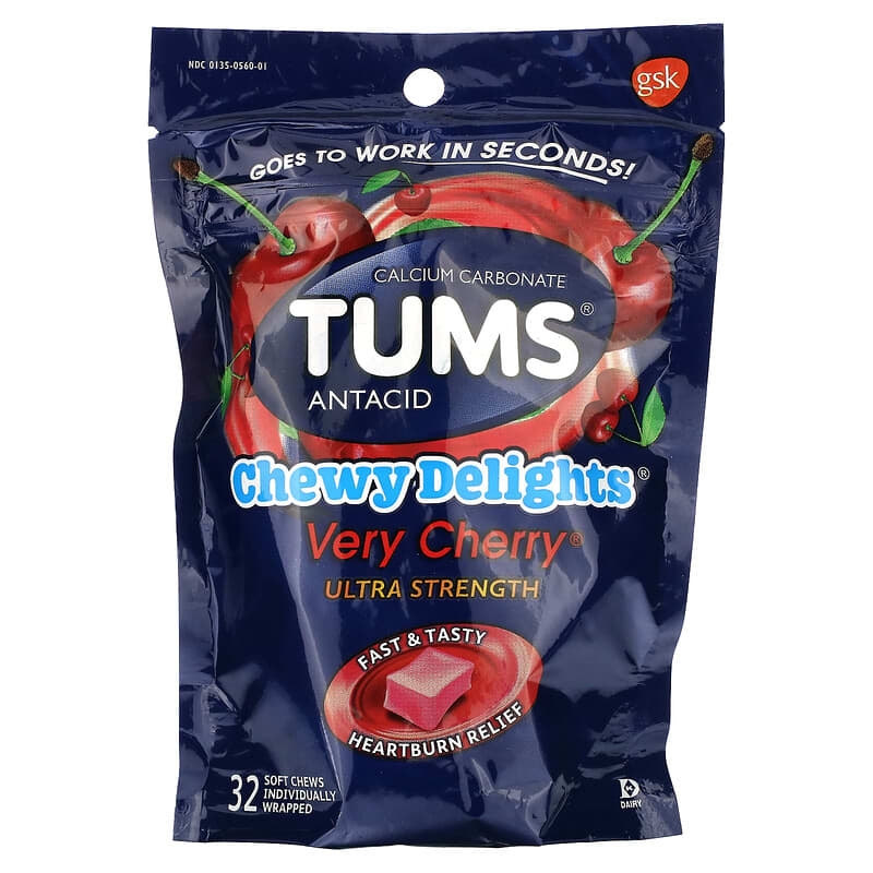 Tums Ultra Strength Antacid Very Cherry 32 Soft Chews