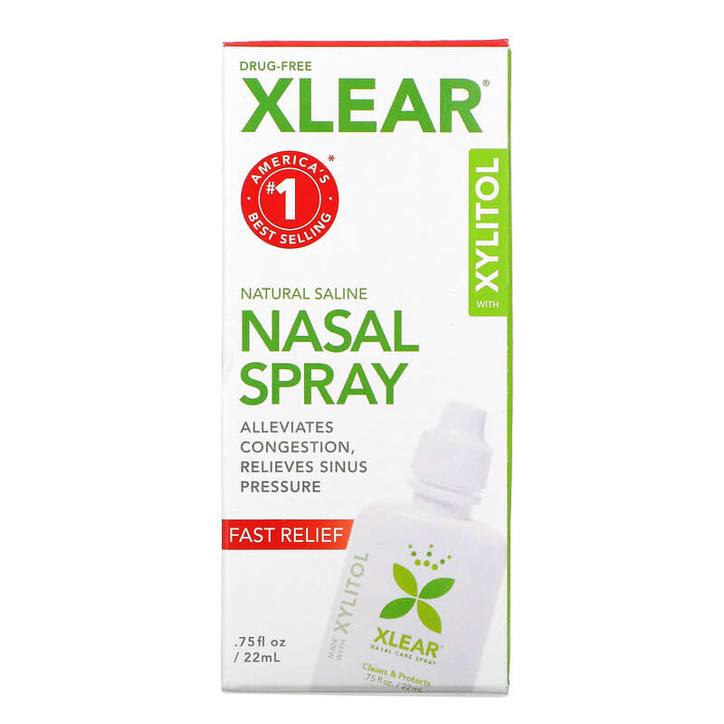 Xlear Natural Saline Nasal Spray with Xylitol Fast Relief 0.75 fl oz ...